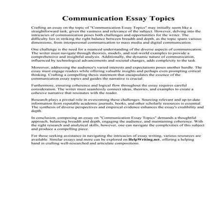 Communication Essay Topics Essay On Importance Of Communication Skills