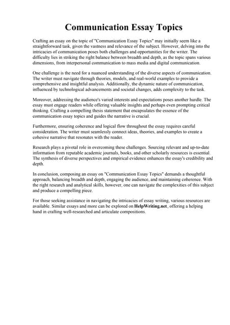 Communication Essay Topics Essay On Importance Of Communication Skills