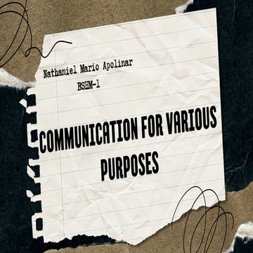 Communication for Various Purposes | PPTX