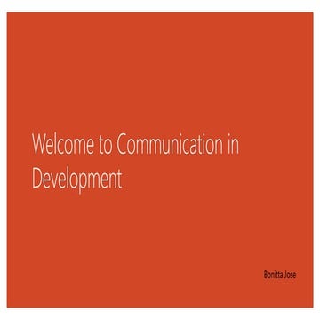 Communication in Development C4D - MA Journalism and Multimedia | PPT