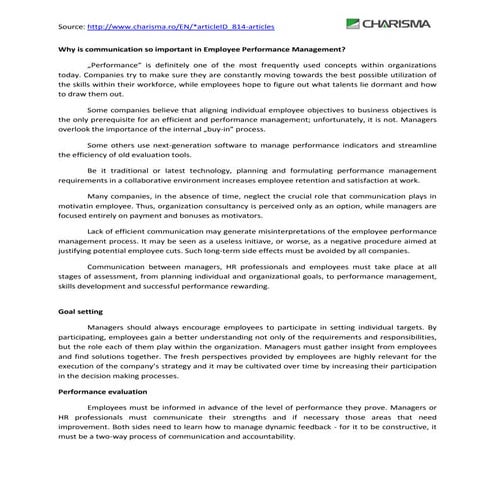 Communication in employee performance management | PDF