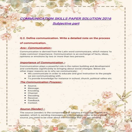 Communication Skill Important Past Papers | PDF