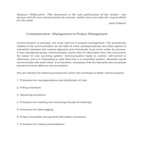 Communication management in project management | PDF