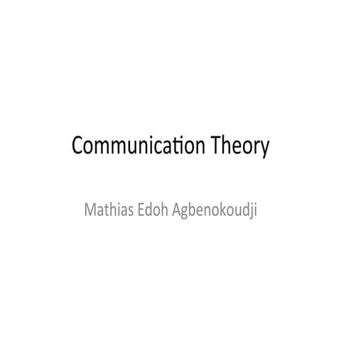 Communication Theory | PPT