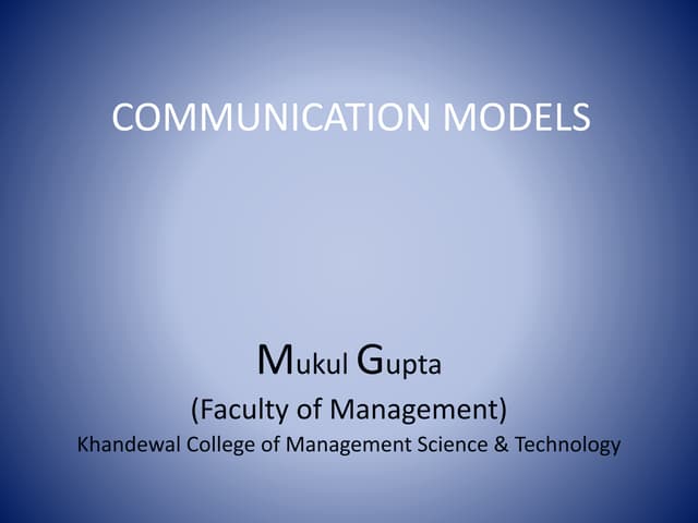 Models-of-Communication (Oral Communication ) | PDF