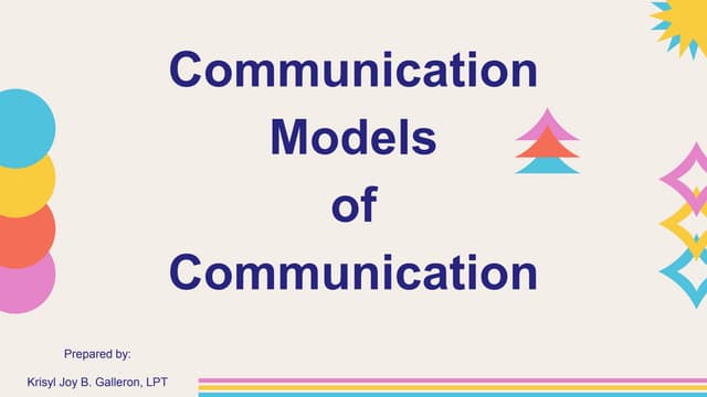Models-of-Communication (Oral Communication ) | PDF
