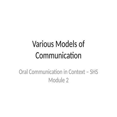 Different Communication_Models_Presentation | PPTX