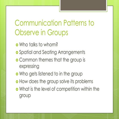 Communication patterns to observe in groups | PPTX | Science