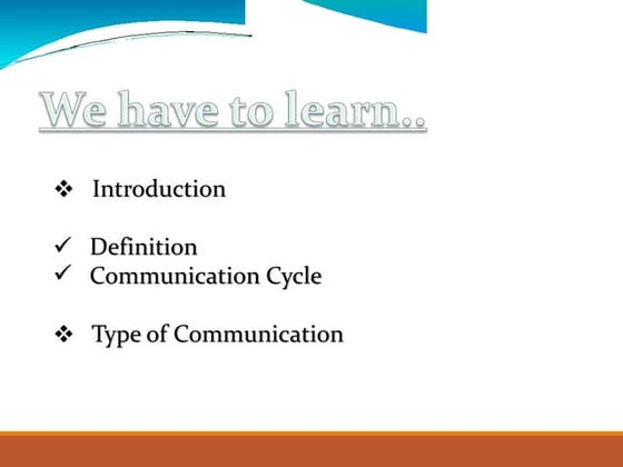 Communication Cycle | Communication | Communication process | PPTX