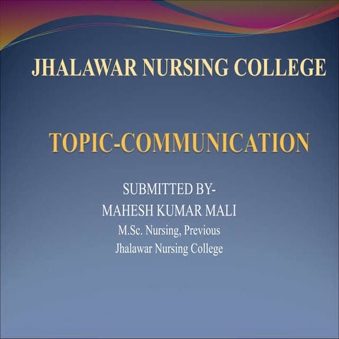 COMMUNICATION Process presentation For Nursing students.ppt