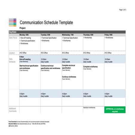 Communication Schedule Template | PDF