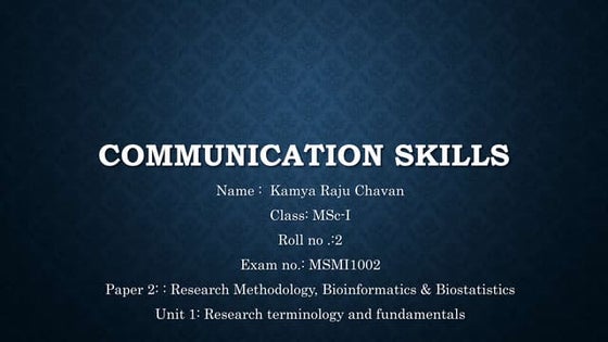 Communication Skills. pptx for class IX | PPTX