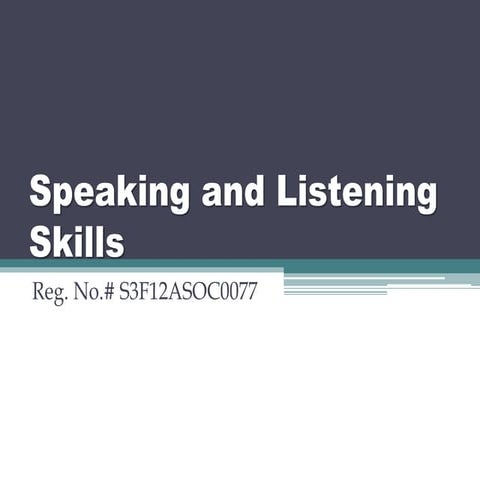 Communication skills listening and speaking skills | PPTX