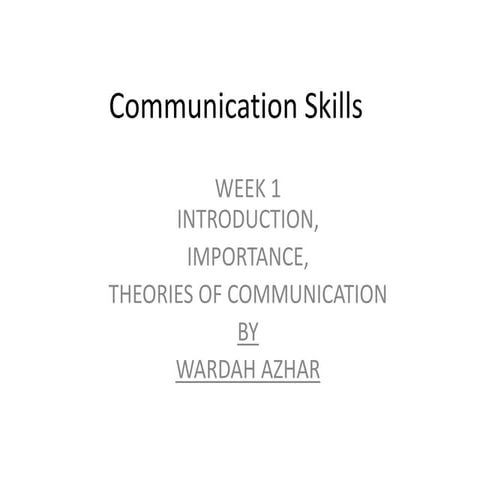 Communication skills week 1 | PPTX