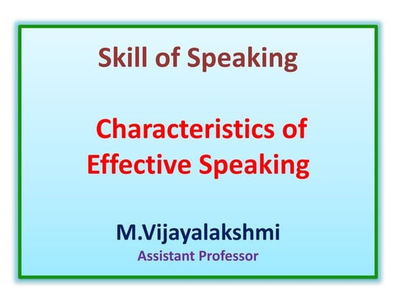 Speaking Skills | PPT