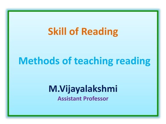 Intensive Reading: Methods and Strategies | PPT