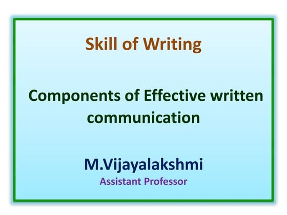 Writing Skills | PPTX | Education