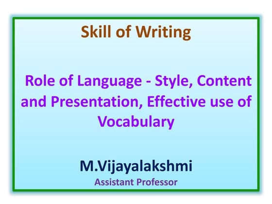 Writing Skills | PPT
