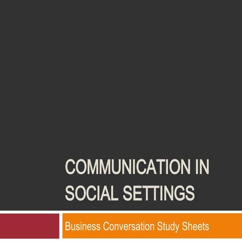 Communication Social Settings | PPT