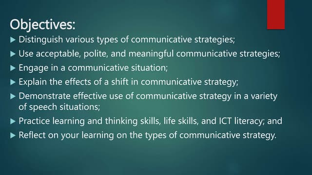 Communicative strategies in oral communication grade 11 Quarter 2 | PPTX