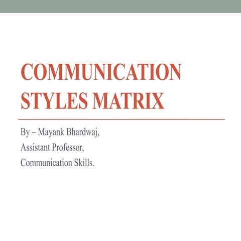 Communication Styles Matrix | PPTX | Science