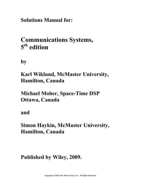 Communication Systems 4th Edition 2002 Carlson Solution Manual Pdf Computer Networking