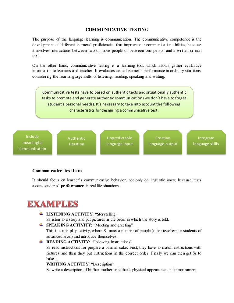 Communicative testing