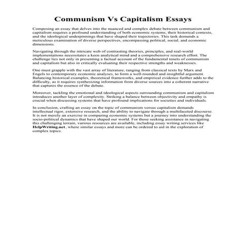 Communism Vs Capitalism Essays.pdfCommunism Vs Capitalism Essays | PDF