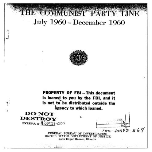 Communist party line fbi file series in 25 parts - vol. (20) | PDF