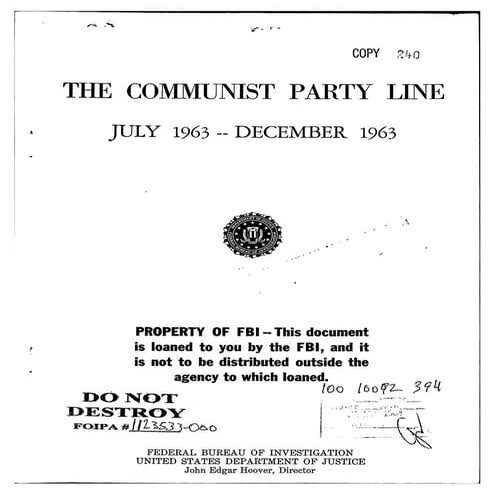 Communist party line fbi file series in 25 parts - vol. (20) | PDF