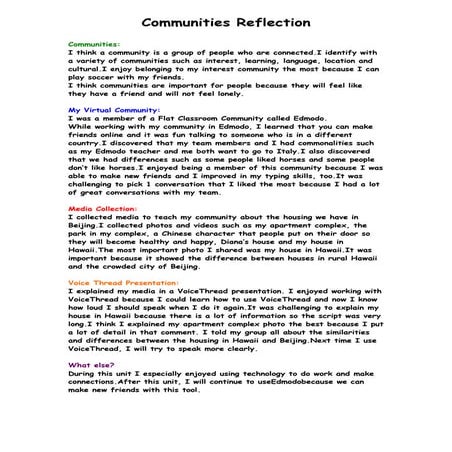 Communities reflection | PDF