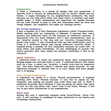 Communities reflection | PDF