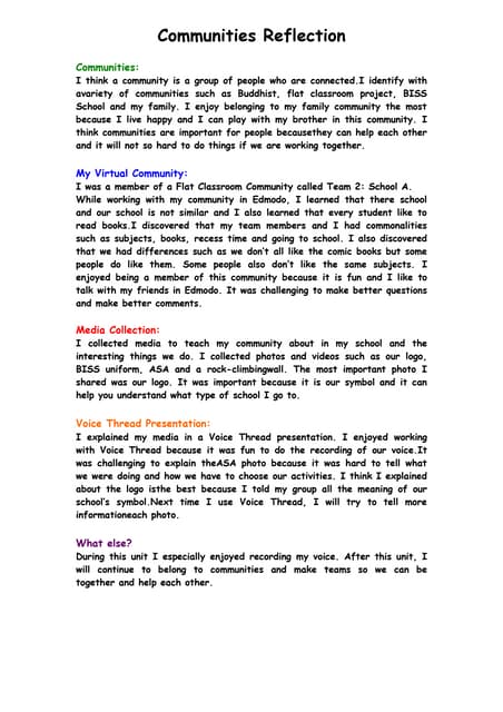 Communities reflection | PDF