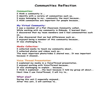 Communities reflection | PDF