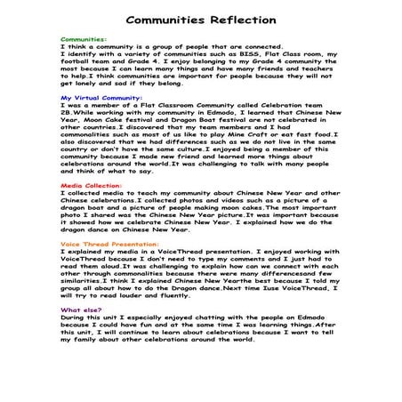 Communities reflection | PDF