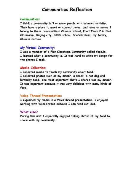 Communities reflection | PDF