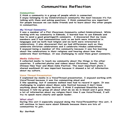 Communities reflection | PDF