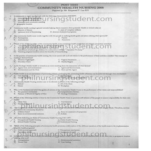 Community health-nursing-post-test-philnursingstudent-com | PDF