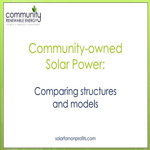 Community-owned solar power structures and models, by Community ...