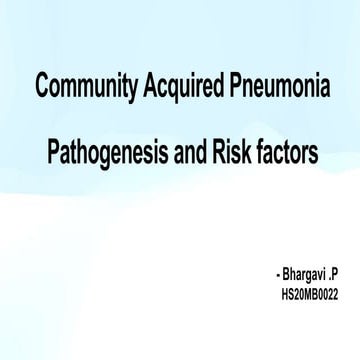 Community Acquired Pneumonia Pathophysiology | PPTX