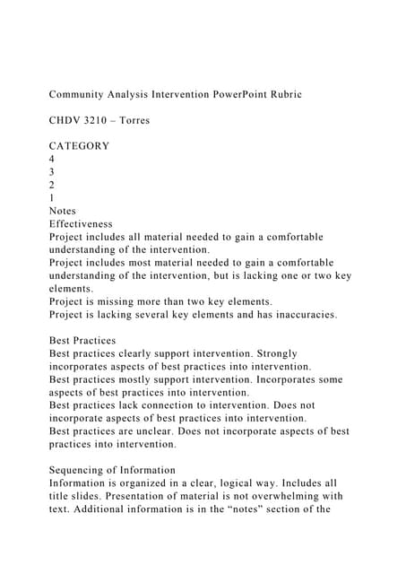 Rubric on video presentation project | DOC