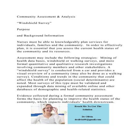 Community Assessment & Analysis Windshield Survey”Purpose.docx