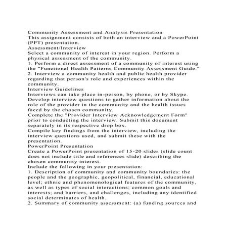 Community Assessment and Analysis PresentationThis assignment co.docx