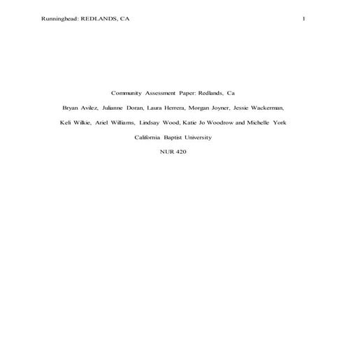 Community assessment paper | DOCX