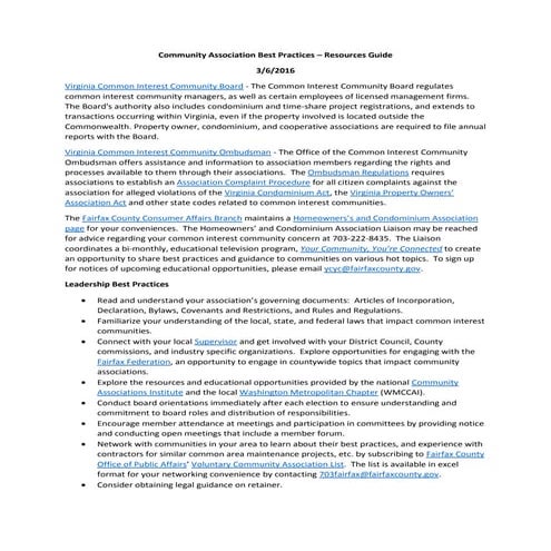 Community Association Best Practices 2016 | PDF