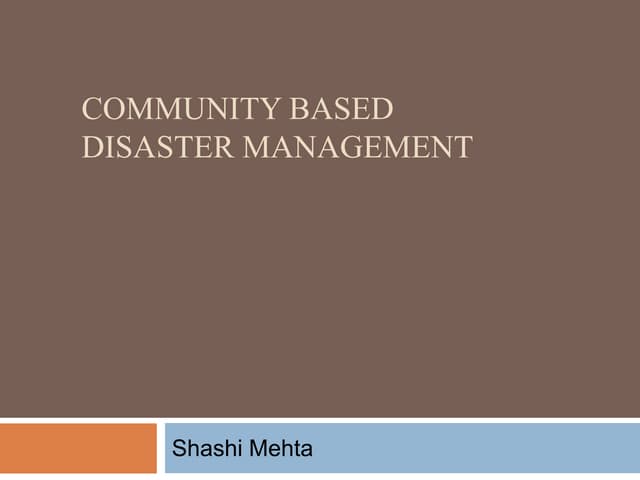 Community Based Disaster Risk Management (CBDRM) | PPT