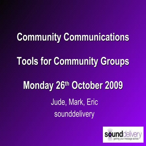 Community Comms 26th Oct First Session Final | PPT