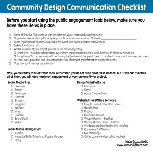 Community Design Communication Checklist and Resources | PPT