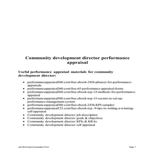 Community development director performance appraisal | DOCX