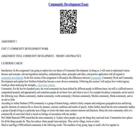 Community Development Essay | PDF